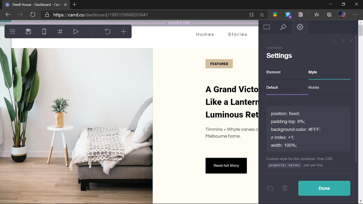 How to make a fixed header on Carrd? - Indie Hackers