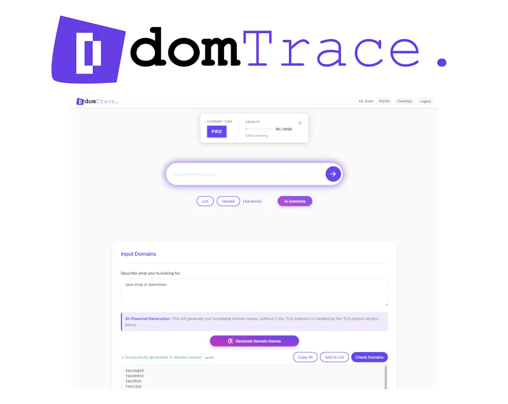 AI-powered domain discovery and bulk availability tool - Indie Hackers